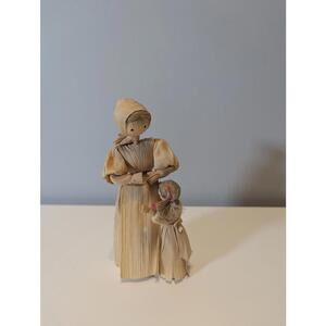 Other | Vintage Handmade Corn Husk Doll Mother And Child Folk Art ...